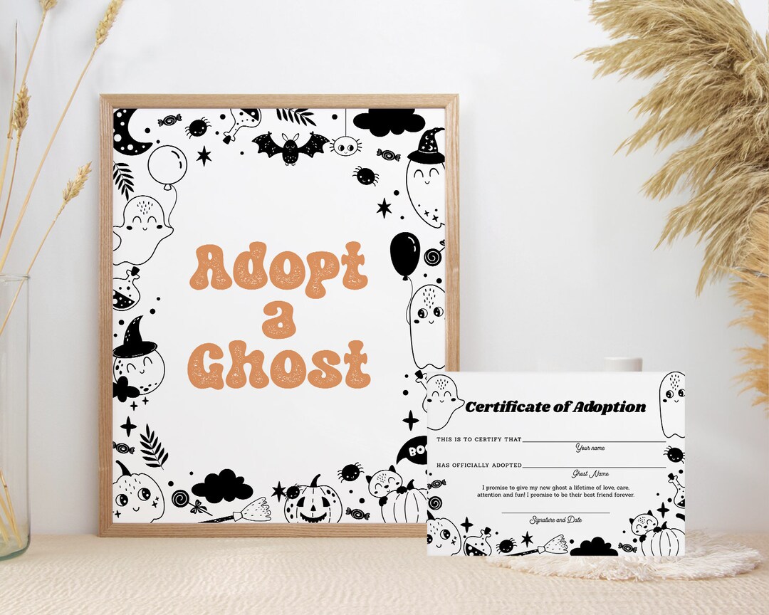 Adopt a Ghost Sign and Certificate, Printable Halloween Ghost Party ...