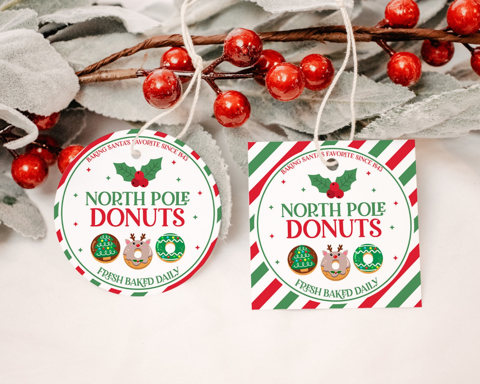 North Pole Donuts Tag Printable, Christmas Elf Donut, North Pole Donuts ...