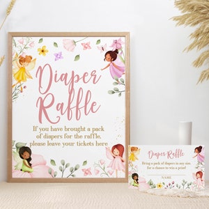 Fairy Diaper Raffle Sign and Tickets, Magical Fairy Baby Shower Game ...