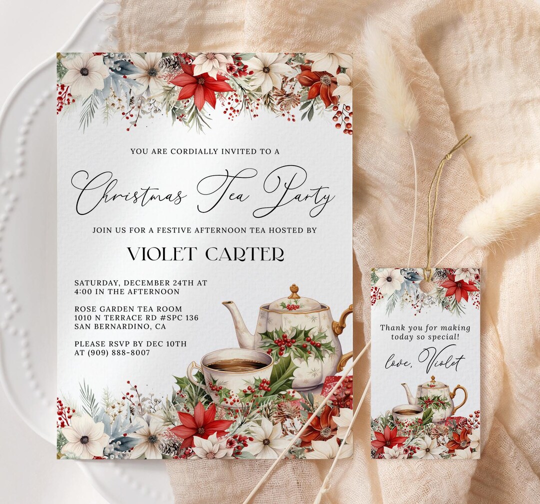 Christmas Tea Party Invitation EDITABLE, Holiday Tea Party Invitation ...