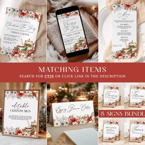 Christmas Tea Party Menu Template EDITABLE, Holiday Tea Party Menu ...