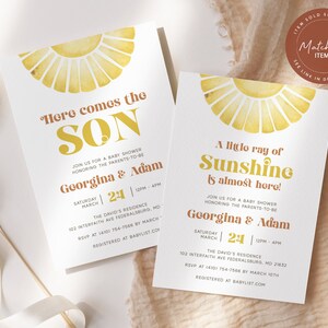 Sunshine Pacifier Hunt Sign, Retro Sun Baby Shower Game Printable, Boho ...