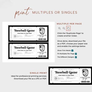 Baseball Game Ticket EDITABLE, Surprise Baseball Gift Certificate ...