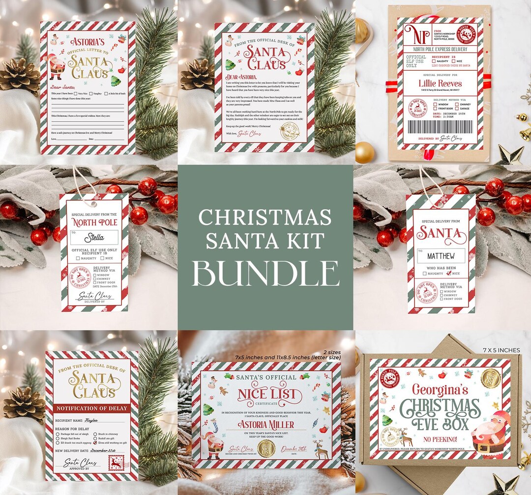 EDITABLE Christmas Santa Kit Bundle, Letter From Santa, Nice List ...
