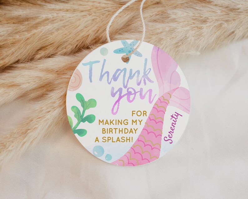 Mermaid Birthday Favor Tags EDITABLE, Under the Sea Party Thank You ...