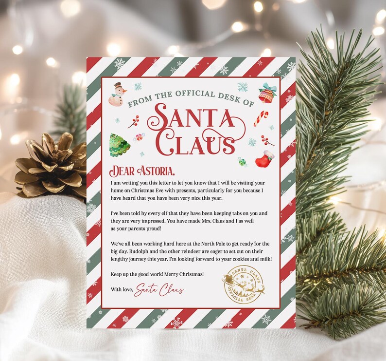 Christmas Santa Letter and Nice List Certificate EDITABLE, Christmas ...