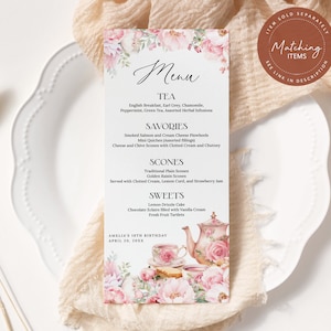 Custom Floral Tea Party Sign EDITABLE, Blush Pink High Tea Table Sign ...
