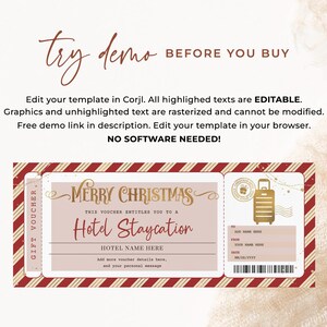 Hotel Reservation Christmas Voucher EDITABLE, Staycation Gift ...