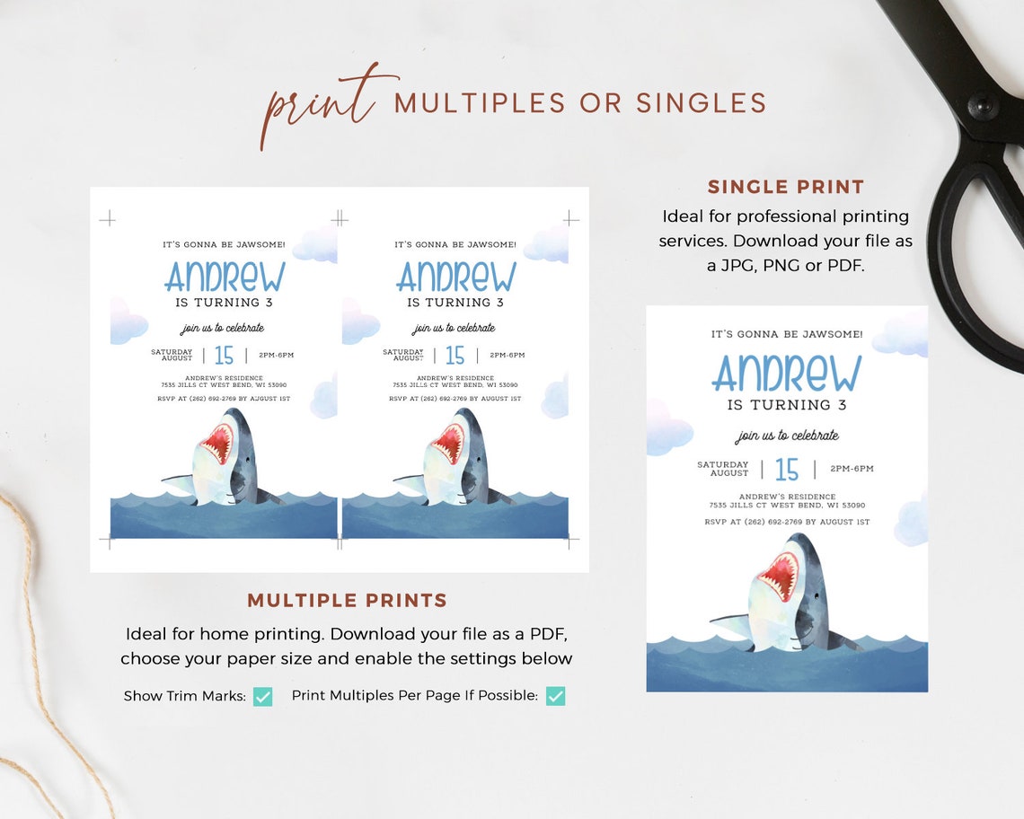 Shark Birthday Invitation EDITABLE Shark Attack Party Invite - Etsy