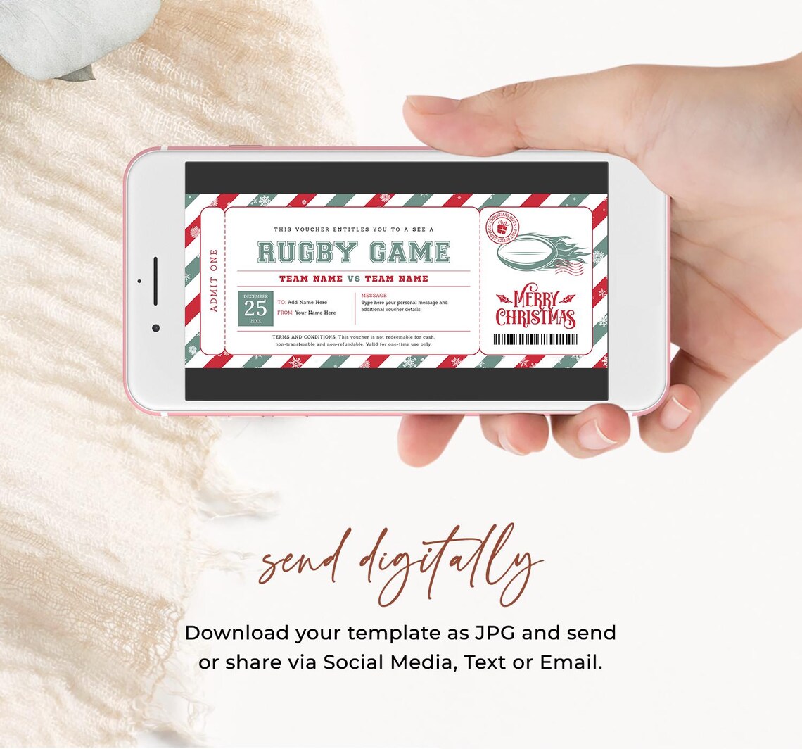 Rugby Game Christmas Ticket EDITABLE, Surprise Rugby Gift Voucher ...