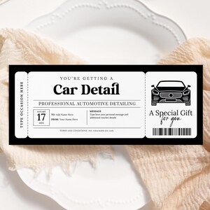 Car Detailing Gift Certificate EDITABLE, Auto Detailing Certificate ...