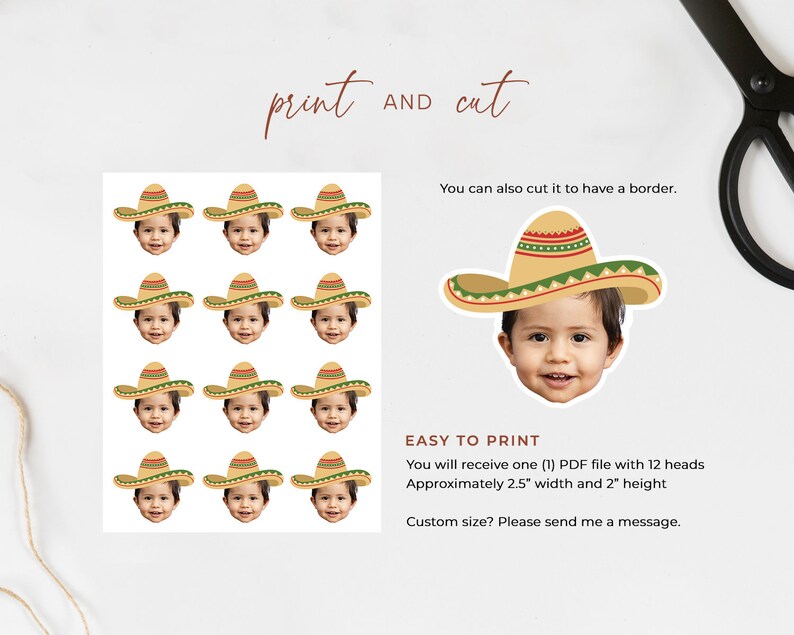 Fiesta Photo Cupcake Toppers, Personalized Sombrero Face Cupcake ...