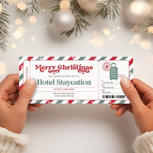 Hotel Reservation Christmas Voucher EDITABLE, Staycation Gift ...