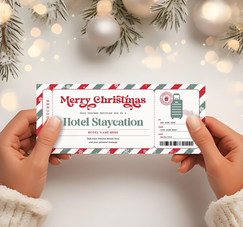 Hotel Reservation Christmas Voucher EDITABLE, Staycation Gift ...