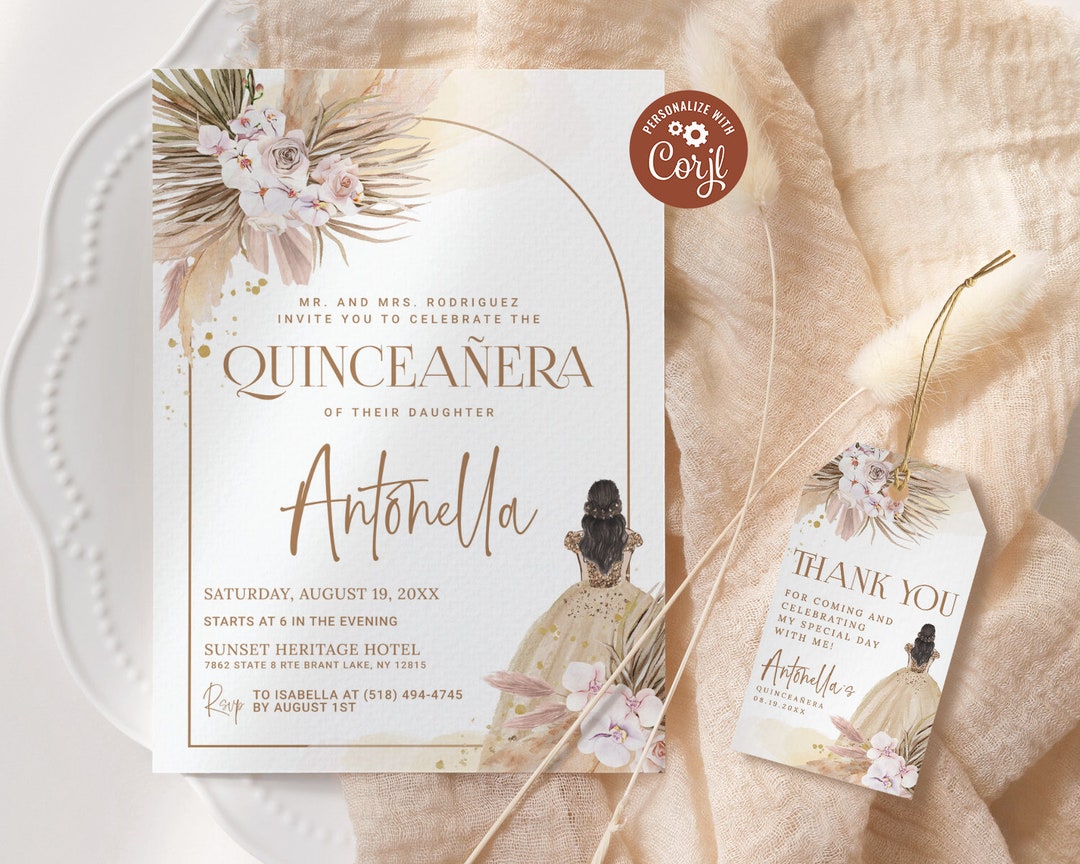 Boho Quinceañera Invitation EDITABLE Mis Quince Anos Invite - Etsy