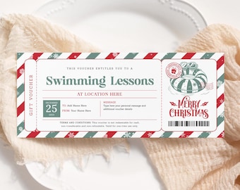 Printable SWIMMING LESSONS Surprise Reveal Ticket, Gift Voucher ...