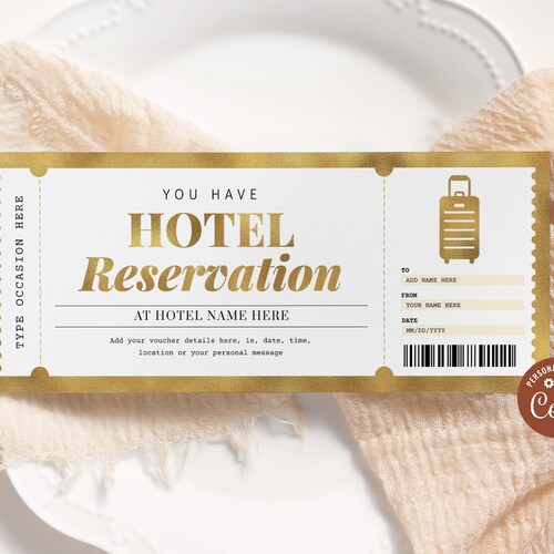 Hotel Reservation Christmas Voucher EDITABLE Staycation Gift - Etsy