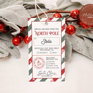 Christmas Eve Box Label EDITABLE, Special Delivery North Pole Mail ...