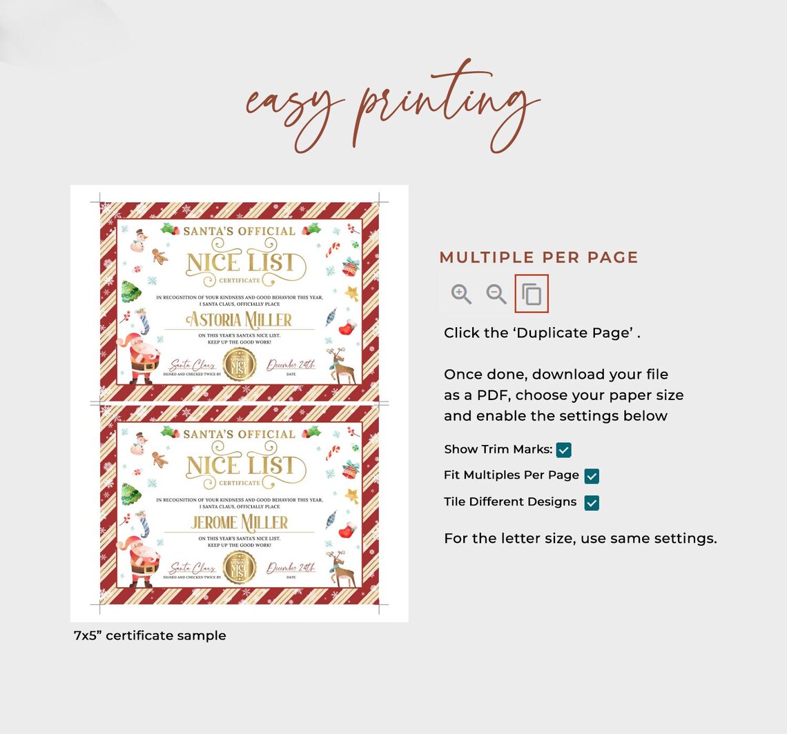 Santa Official Nice List Certificate EDITABLE, Elf Nice List ...