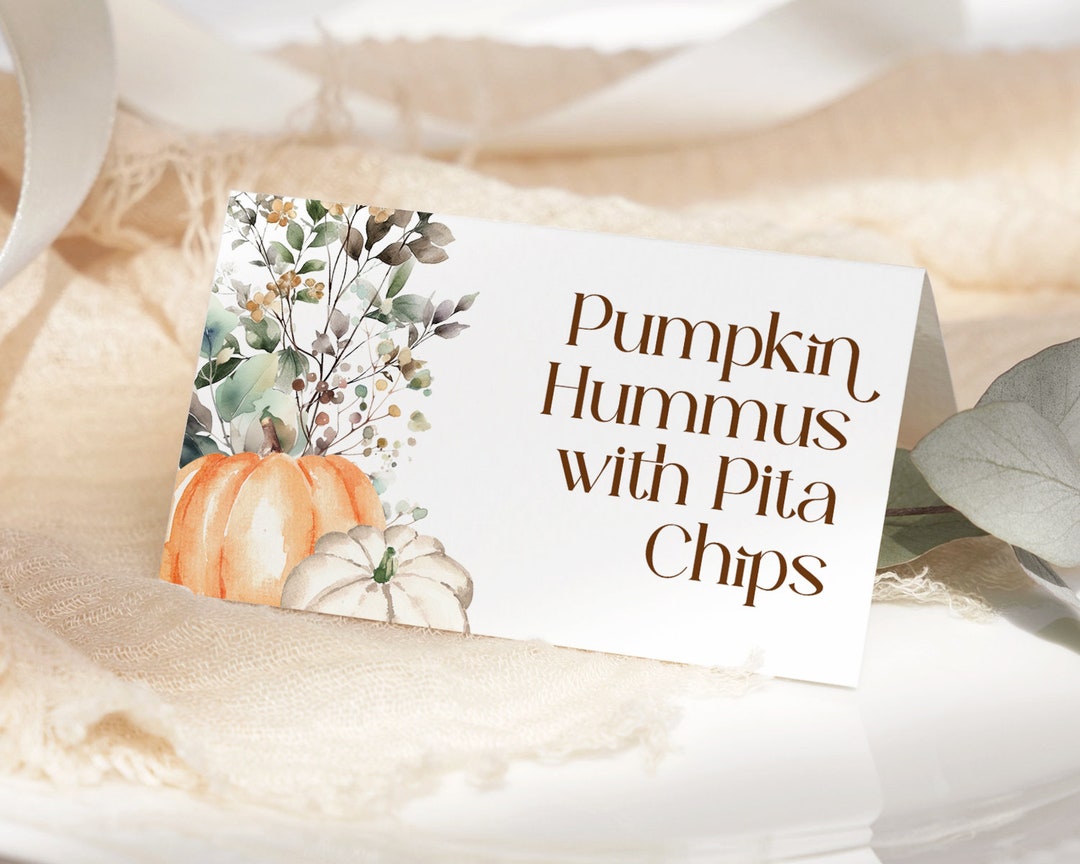 Food Labels Fall Baby Shower Sign, Autumn Pumpkin Baby Shower Place ...