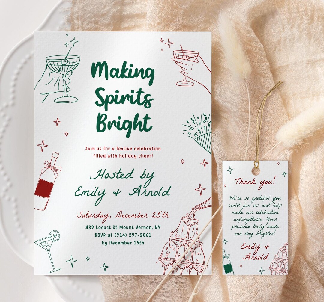 Holiday Cocktail Party Invitation EDITABLE, Making Spirits Bright ...