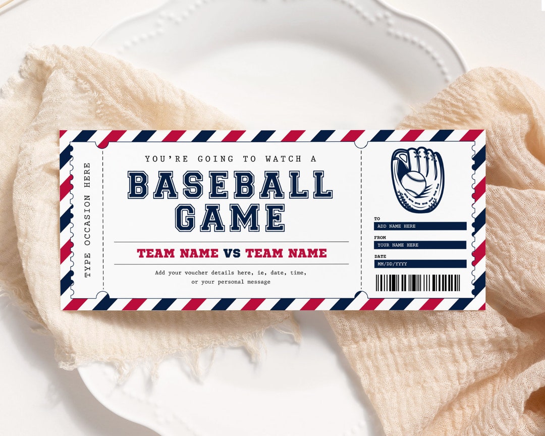 Baseball Game Ticket EDITABLE, Surprise Baseball Gift Certificate ...
