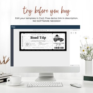 Road Trip Gift Ticket Template EDITABLE, Surprise Weekend Away Trip ...