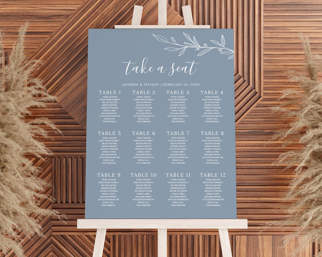 Dusty Blue Wedding Seating Chart EDITABLE Powder Blue Wedding - Etsy