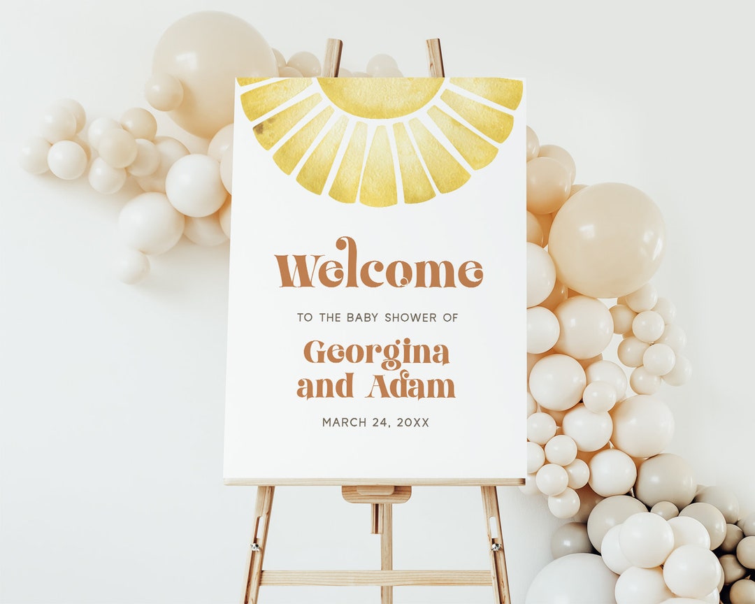 Sunshine Baby Shower Welcome Sign EDITABLE, Little Ray of Sunshine ...
