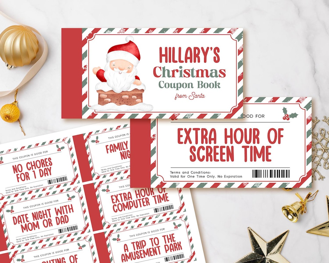 Christmas Coupon Book EDITABLE, Printable Santa Coupon Book Template ...