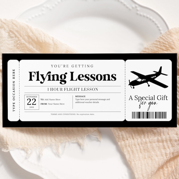 Flight Lessons Certificate - Etsy UK