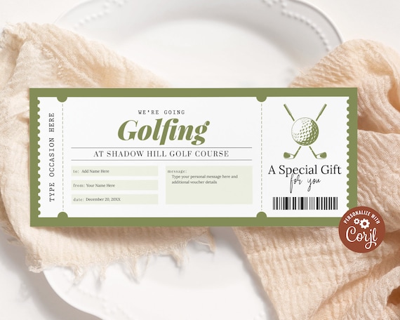 Golfing Gift Certificate EDITABLE, Golfing Trip Voucher Printable, Golf ...
