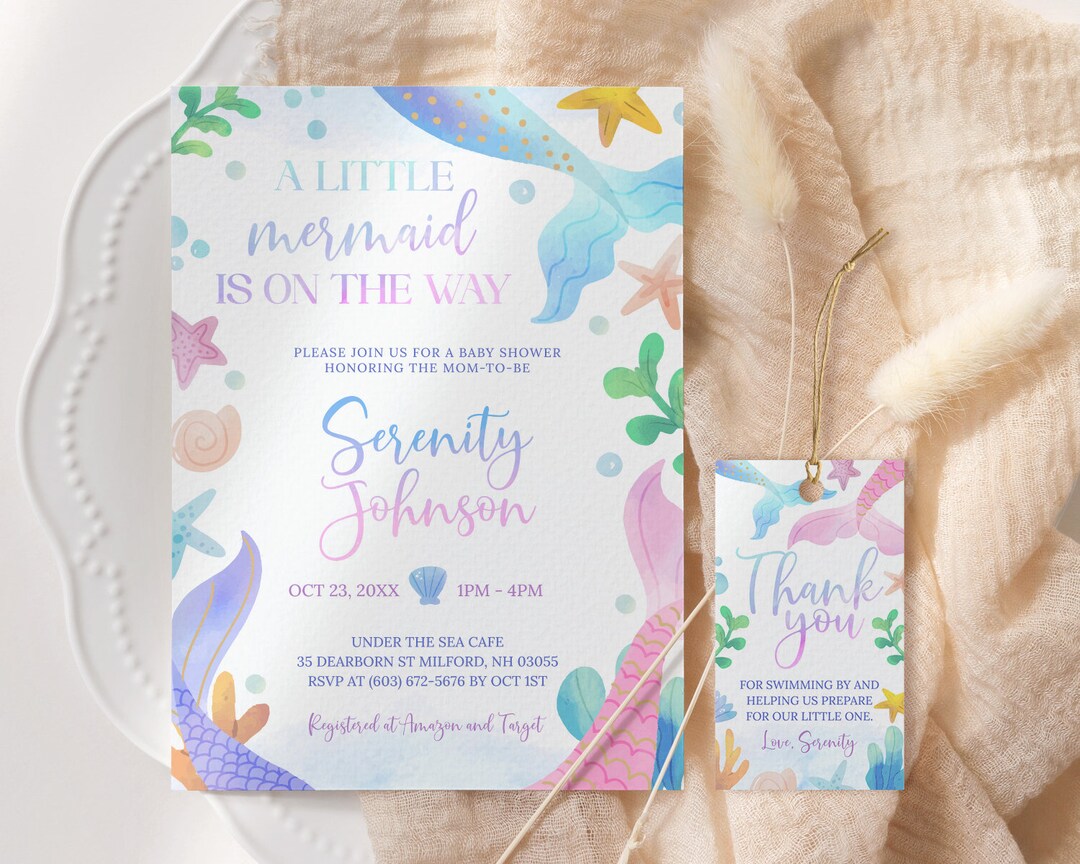Mermaid Baby Shower Invitation EDITABLE, Under the Sea Baby Shower ...