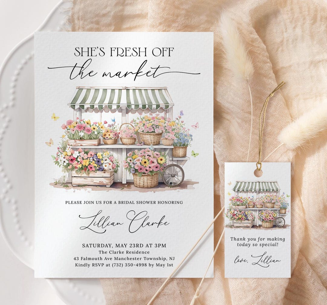 Fresh off the Market Bridal Shower Invitation EDITABLE, Farmers Market ...