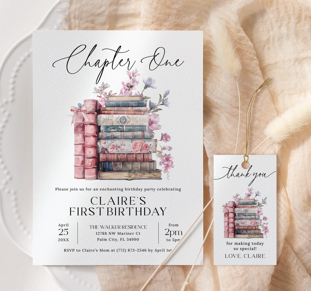 Storybook Birthday Invitation EDITABLE, Coquette Book Themed Birthday ...
