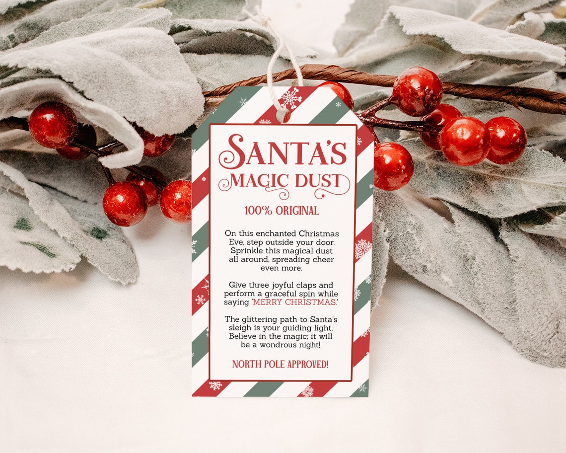 Santa's Magic Dust Christmas Tags EDITABLE, Magical Santa Dust Labels ...