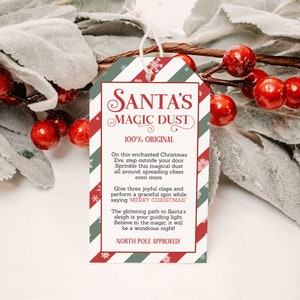 Santa's Magic Dust Christmas Tags EDITABLE, Magical Santa Dust Labels ...