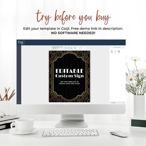 Custom Gatsby Party Sign EDITABLE, Art Deco Wedding Table Sign, Roaring ...