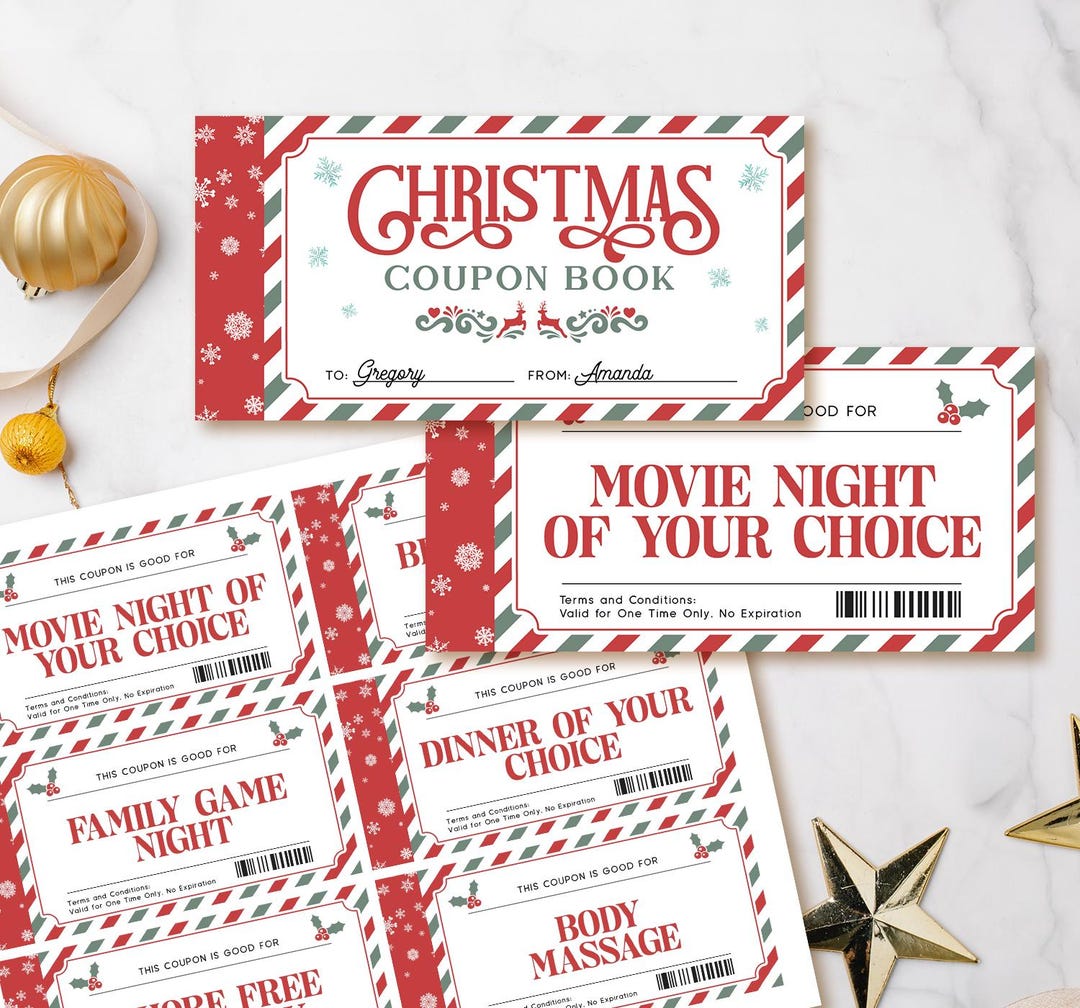 Christmas Coupon Book EDITABLE, Printable Coupon Book Template, Coupon ...
