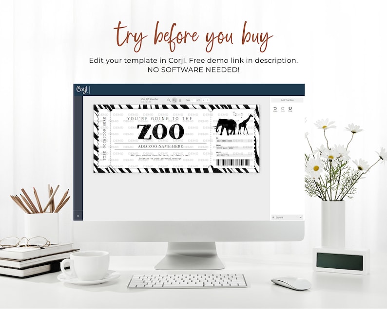 Zoo Trip Ticket Voucher EDITABLE Zoo Gift Certificate - Etsy