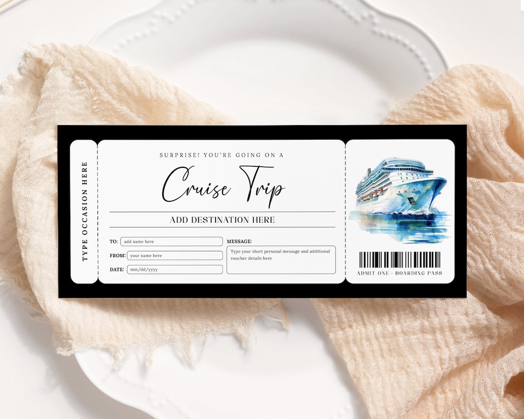 Cruise Ticket Template EDITABLE, Surprise Cruise Boarding Pass, Cruise ...