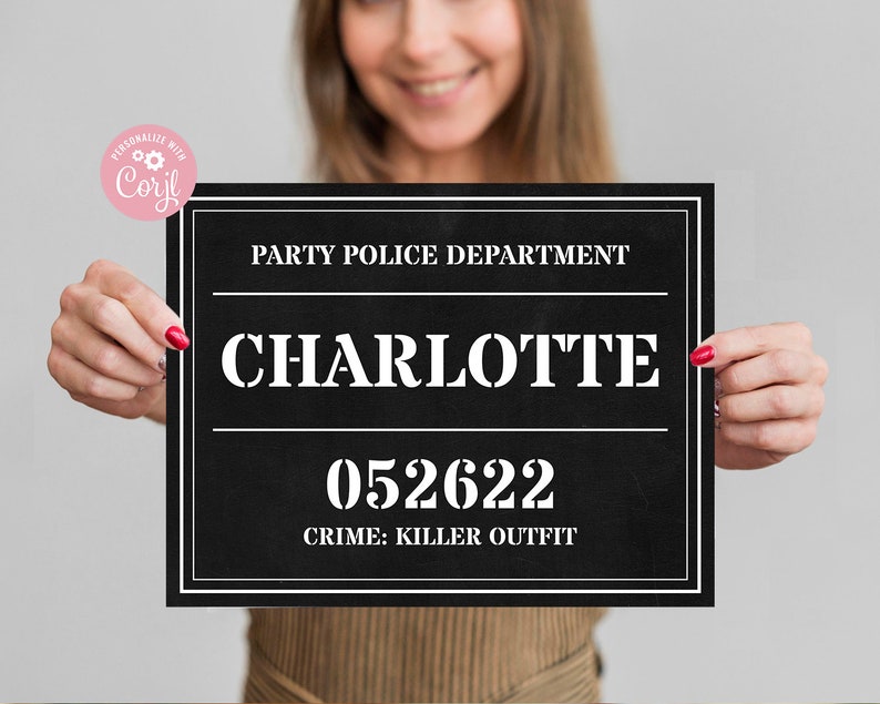 Mugshot Sign Board Editable Mugshot Template Printable - Etsy