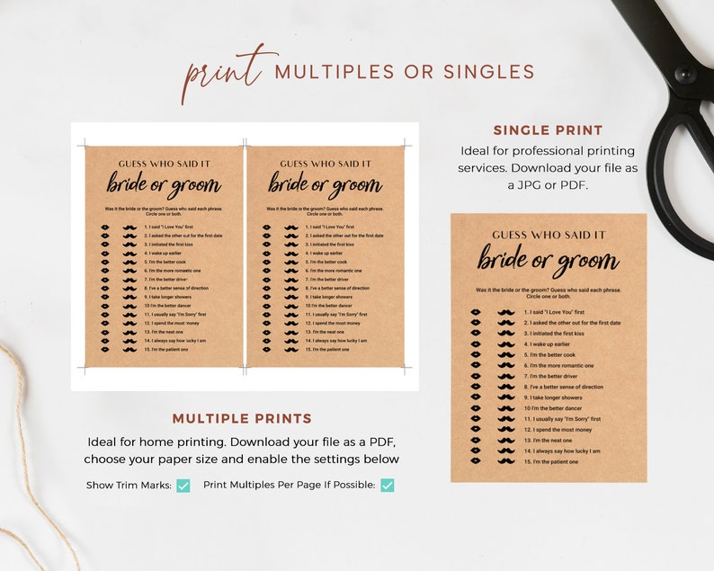He Said She Said Bridal Shower Game EDITABLE Who Said It - Etsy