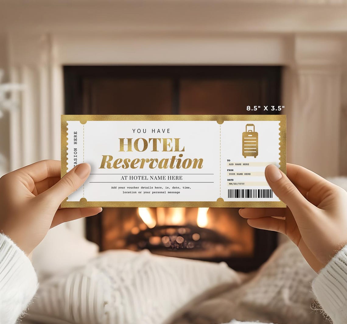 Hotel Reservation Certificate EDITABLE, Hotel Stay Gift Voucher ...