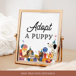 Adopt A Puppy Party Sign, Pet Dog Adoption Certificate Printable, Puppy ...