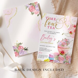Time Four Tea Birthday Invitation EDITABLE, 4th Birthday Tea Party ...