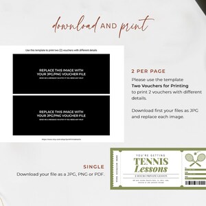 Tennis Lesson Certificate EDITABLE, Tennis Lesson Voucher Printable ...