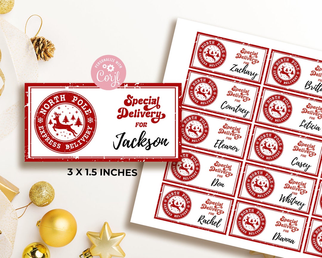 Santa Special Delivery Labels EDITABLE Christmas Gift Label - Etsy
