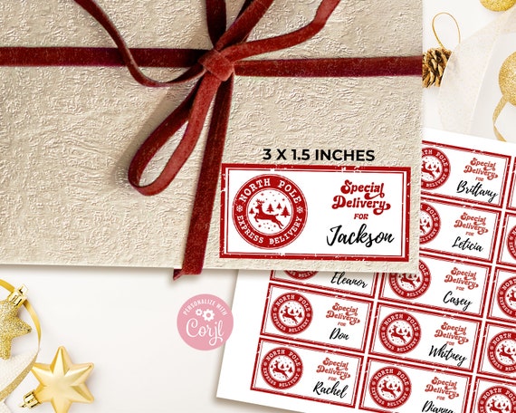 Santa Special Delivery Labels EDITABLE Christmas Gift Label - Etsy