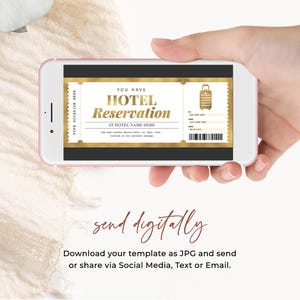Hotel Reservation Certificate EDITABLE, Hotel Stay Gift Voucher ...